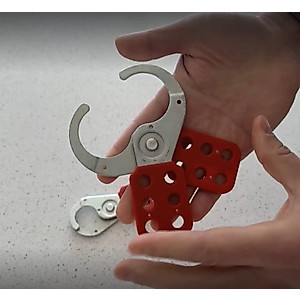 Lockout Tagout Lock Plug and Hasp Set - Plug Lockout for Use Sleeve Sockets RED BAN-D43, Loto Nylon Hasp Lock for Industry Equipment BAN-K02, Safety Padlock Keyed Different BAN-201 Red