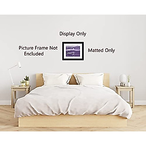 Coastal Ocean Moon Purple Home Decor Bedroom Bathroom Purple Matted Wall Art Picture (11x14 Photo with16x20 Mat)