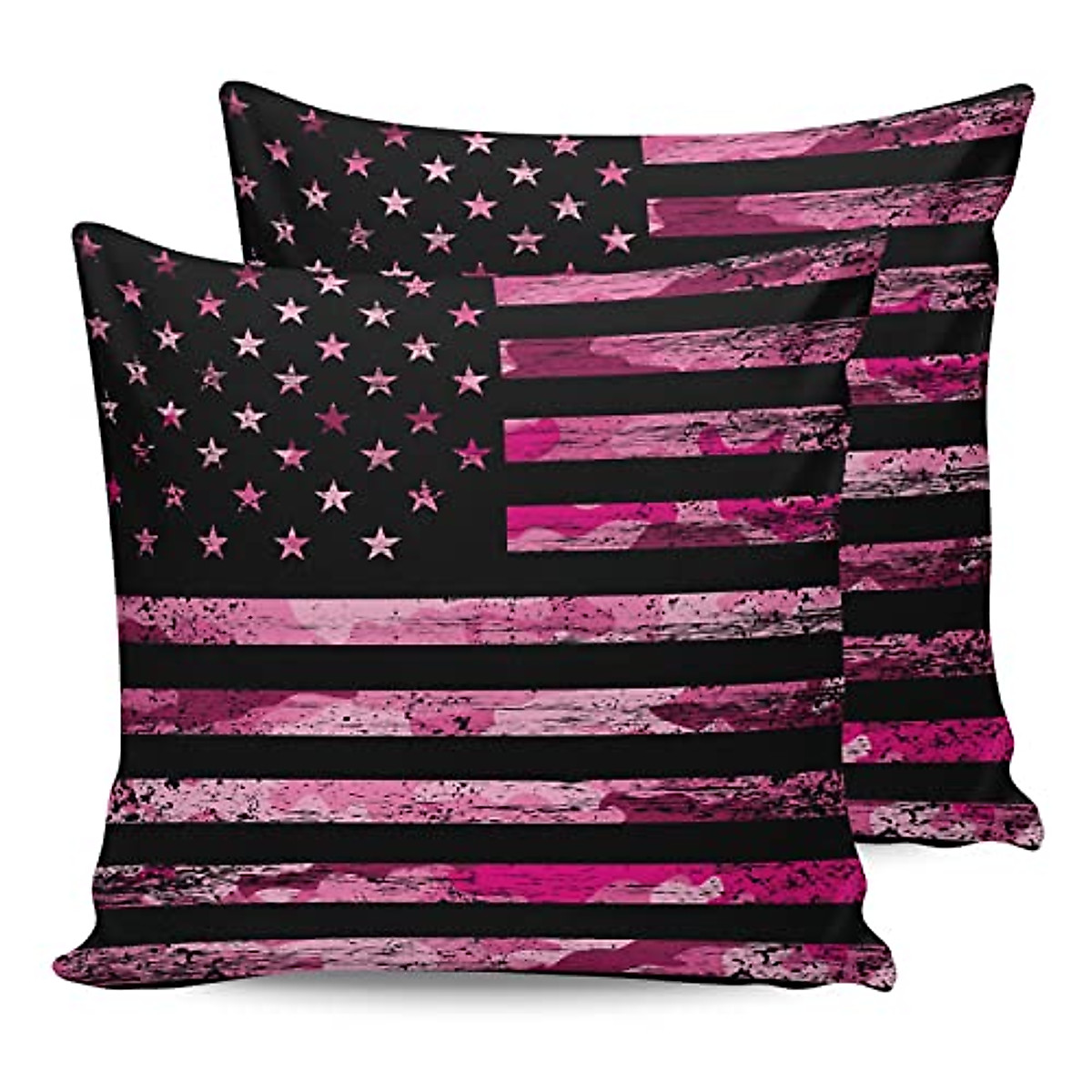 Funnywall88 Waterproof Throw Pillow Covers Set of 2 Camo Independence Day American Flag Patriotic Couch Pillow Cases Outdoor Sofa Cushion Cover Home Decor for Bed Living Room, 16" x 16"