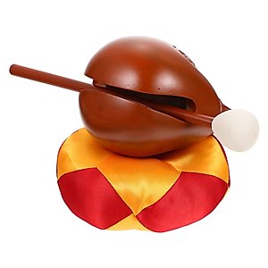 Wooden Fish Temple Block Zen Drum with Mat Mallet Cushion Buddhist Percussion Instrument Monk Ornament Home Office Feng Shui Decoration Assorted Color