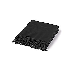State Cashmere Throw Blanket with Decorative Fringe - Ultra Soft Accent Blanket for Couch, Sofa & Bed Made with 100% Inner Mongolian Cashmere - Crafted Home Accessories - (Black, 60"x50")