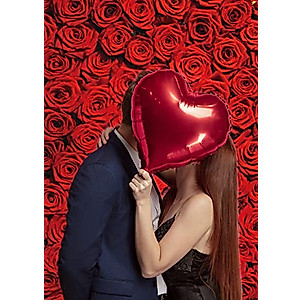 RUINI Red Rose Floral Wedding Photography Backdrop Roses Wall Lovers Girls Children Photos Backdrop 5x7FT