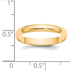 Bonyak Jewelry 14kt Yellow Gold 3mm LTW Half Round Band Size 9