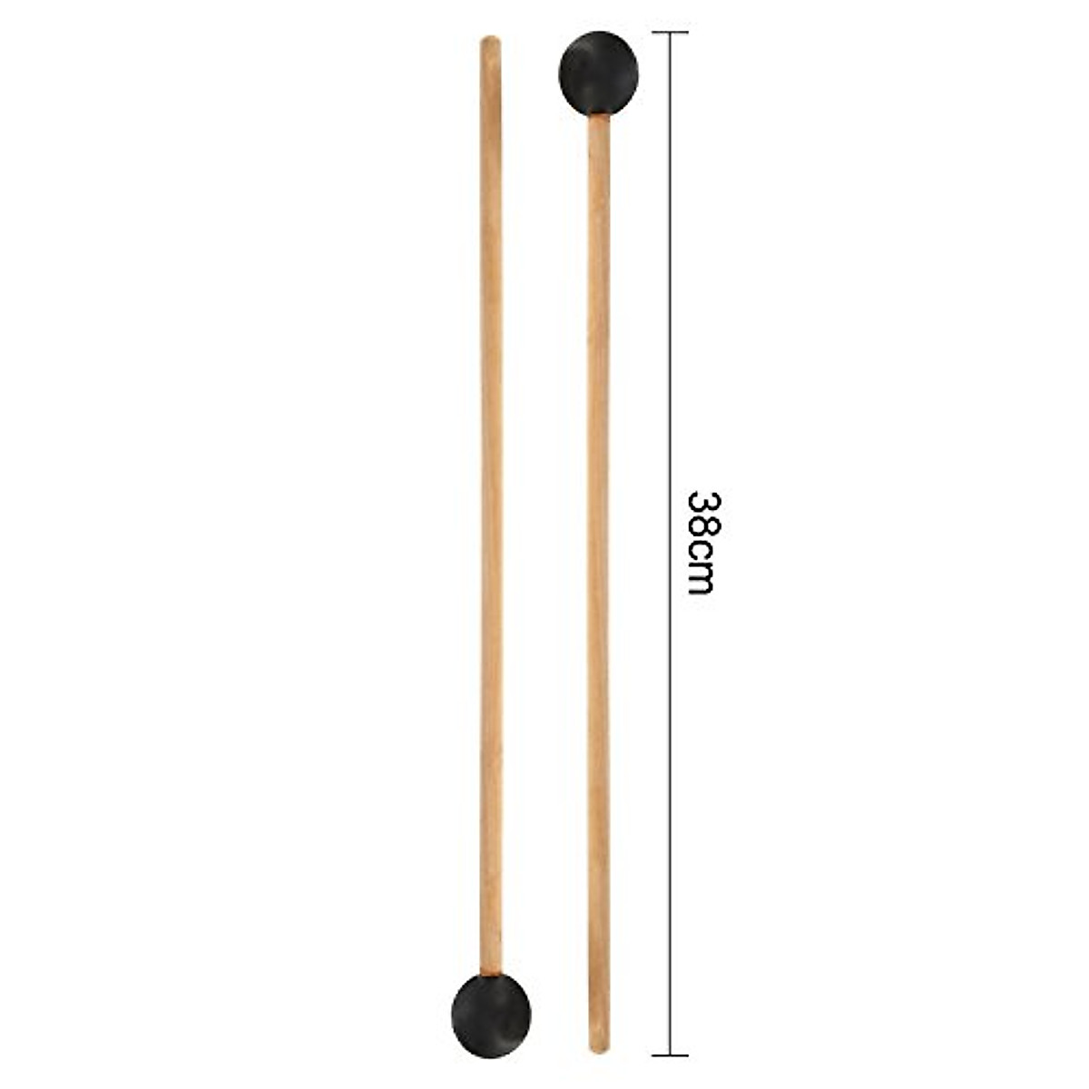 Shappy Bell Mallets Glockenspiel Sticks, Rubber Xylophone Mallet Percussion with Wood Handle, 15 Inch Long (Black)