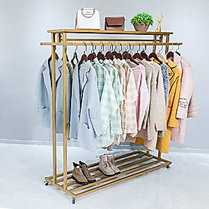Metal Clothing Rack Standing Garment Rack Boutique Rolling Display Rack Closet Organizer 63'' (Gold)