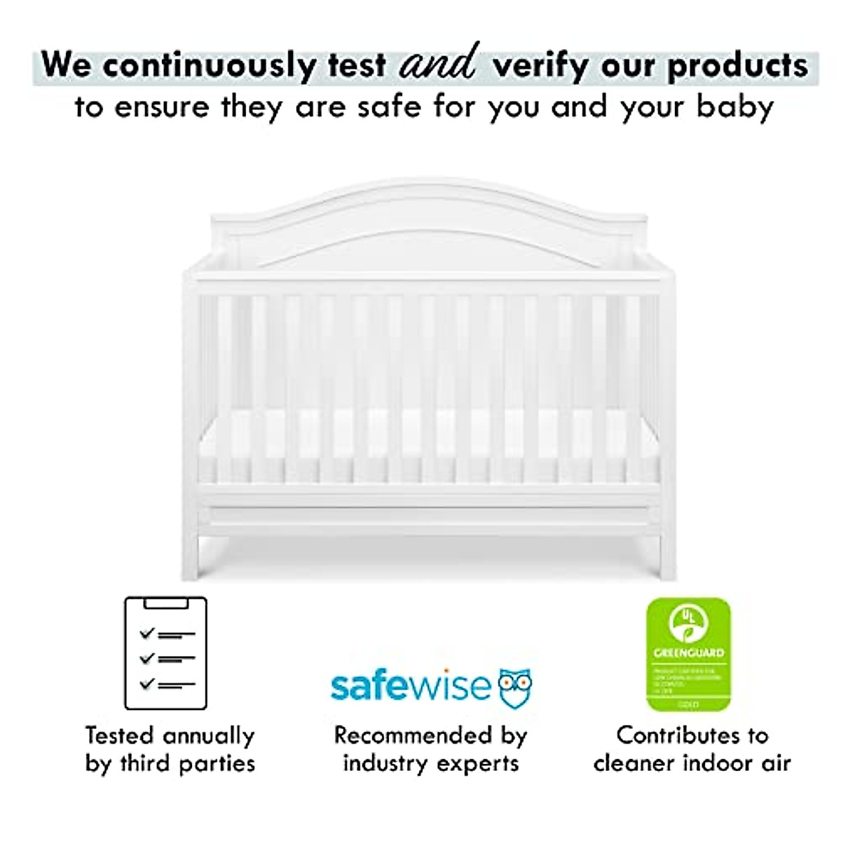 DaVinci Charlie 4-in-1 Convertible Crib in White, Greenguard Gold Certified