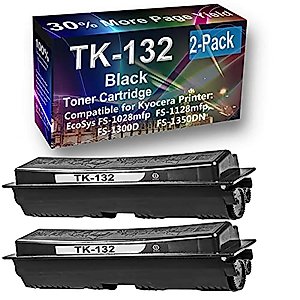 2-Pack Compatible High Capacity FS-1350DN Printer Toner Cartridge Replacement for Kyocera ECOSYS TK132 (TK-132) Printer Cartridge (Black)