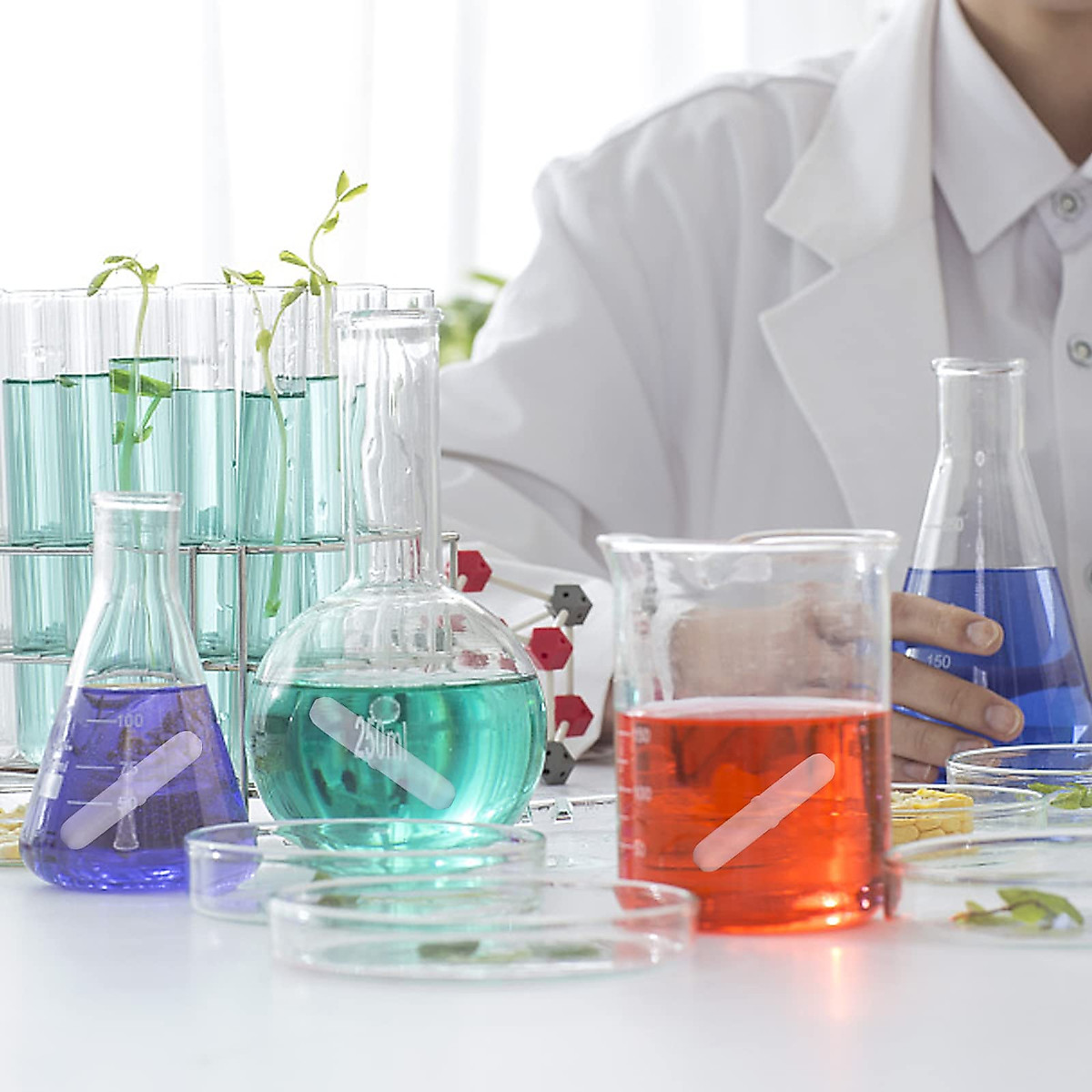 LABALPHA 6Pcs PTFE Magnetic Stirrer Bar, Magnetic Stir Bar 40mm/1.57 inch