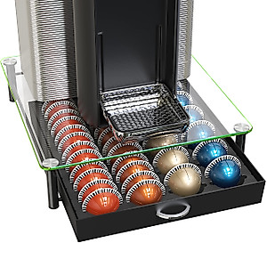 DecoBros Crystal Tempered Glass Nespresso Vertuoline Storage Drawer Holder for Capsules