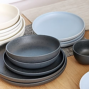 LIVINGTASTE Modern Style 10-inch 30 Oz Ceramic Pasta Bowls, Set of 4 Big Salad Bowls, Multi-Purpose Dinner Plates, Perfect for Casual or Formal Occasions, Dishwasher and Oven Safe - Sky Blue