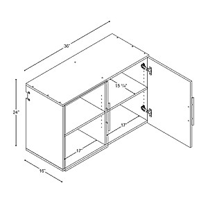 Prepac HangUps Upper Storage Cabinet - Elegant and Spacious Wall Cabinets to Maximize Your Storage, 36" Size, Classic Light Gray Finish