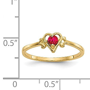IceCarats 14K Yellow Gold Red Ruby Heart Love Ring July Birthstone Jewelry Size 7