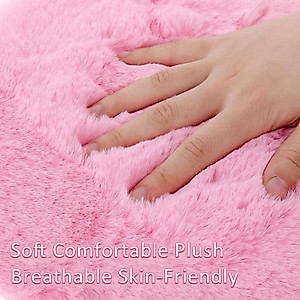 10 Inches Faux Fur Plush Cushion Fluffy Small Area Rug, Mini Square Faux Fur Rug, Small Rugs Fluffy Faux Fur, Pink Small Luxury Background for Jewelry, Nail Art, Photos, Product Display(Pink)