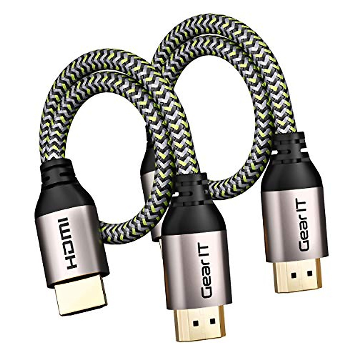 GearIT HDMI Cable (2-Pack / 0.75ft / 0.22m) High-Speed HDMI 2.0b, 4K 60hz, 3D, ARC, HDCP 2.2, HDR, 18Gbps - Nylon Braided Cord