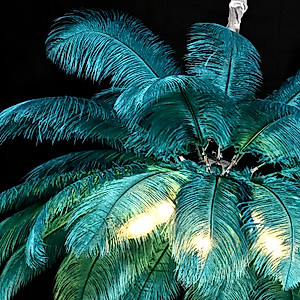 DHFHFMDCJDNN Modern Feather Chandelier for Bedroom, Blue Feather Ceiling Light Fixture with Ostrich Hair Lampshade, Pendant Lights for Living Room, Hotel, Corridor, Foyer