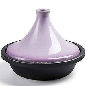 MYYINGBIN 1.7 Liters Moroccan Tagine Lead Free Ceramic Pot Safe Clay Stew Pot Cast Iron Base Suitable for 1-4 People, Purple