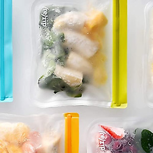 rezip Lay-Flat Lunch Reusable BPA-Free Food Grade Storage Bag 5-Pack, Leakproof, Freezer Safe, Dishwasher Safe, Travel Friendly, (5) Lunch / Sandwich Bags (3.5-Cup/28-Ounce), (Multicolor)