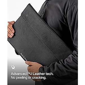 Dawn & Dusk's 13 inch Laptop Sleeve Compatible with MacBook Pro & MacBook Air, PU Leather, Vegan Friendly, Hand-Made, Magnetic Flap, Black.