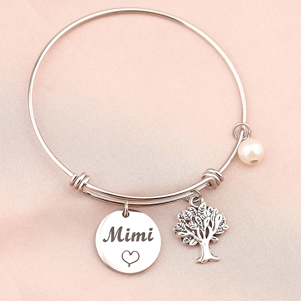 BEKECH Mimi Bracelet Grandma Mimi Charm Expandable Wire Bangle Mimi Jewelry Grandmother Gift for Family Mimi Nana Nonna(Mimi bracelet)