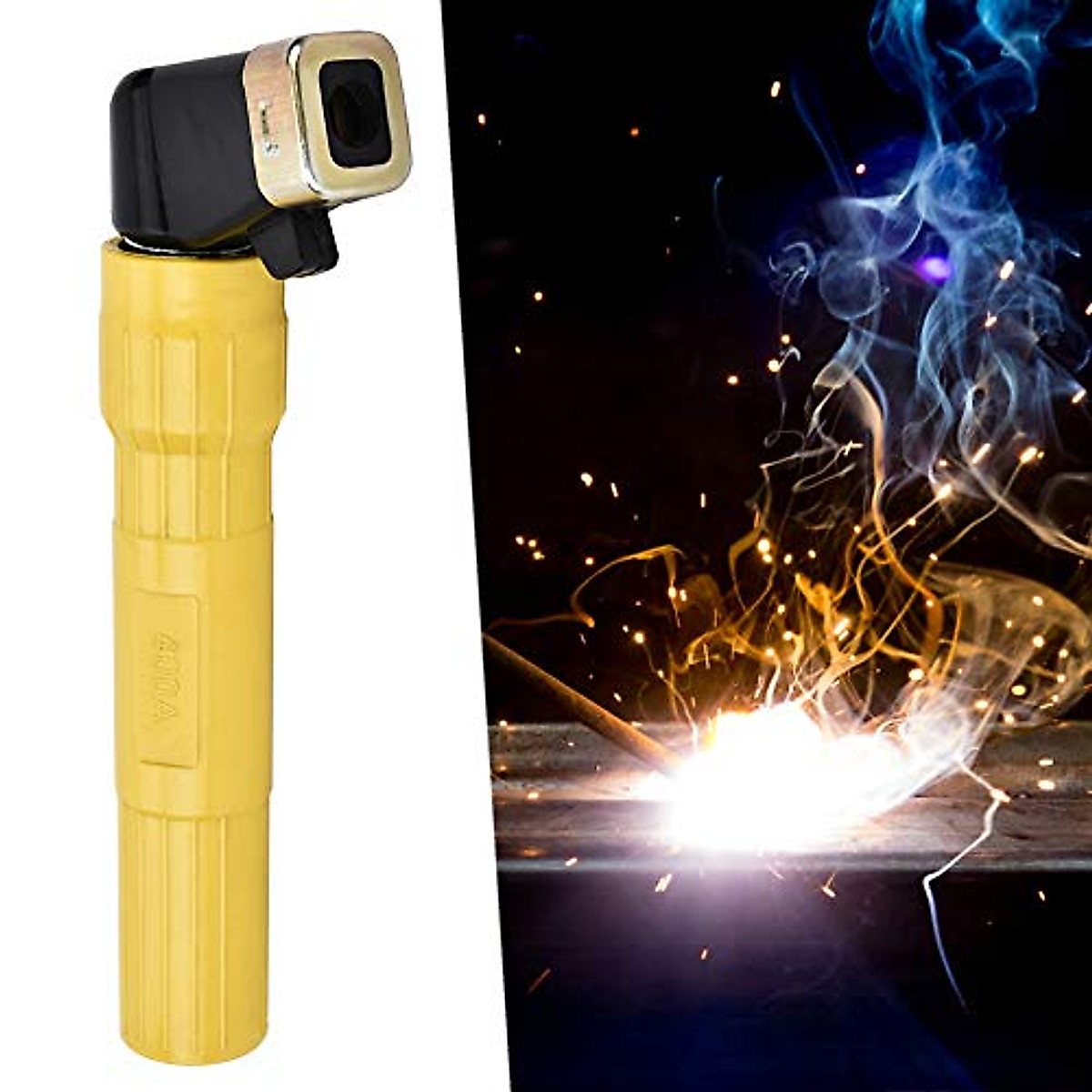 Oumefar Electrode Holder Welding Tool, 400Amp Electrode Clamp Soldering Arc Rod Welding Electrode Clamp Tool Set(Yellow)