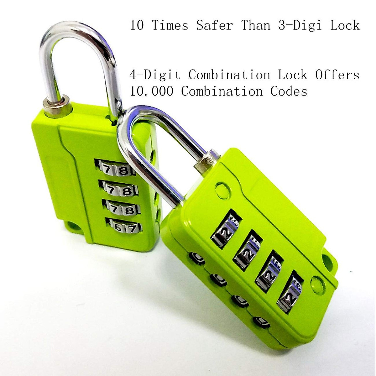ZPLIUST - 4 Digit Combinations Padlock The Safe Cipher Lock, for Gym Outdoor & School Employee Locker, Toolbox, Fence, Hasp Cabinet, Resettable Combo Locks (Green 5 Pack)