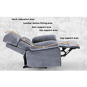 FICMAX Recliner Chair with Vibration Massage, Heat and Side Pocket, Ergonomic Lounge Chair for Living Room, Single Sofa Chair Home Theater Seating Reclining Chair Recliner Sofa (Grey)