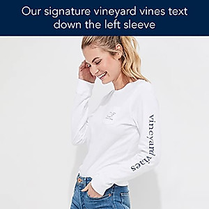 vineyard vines Women's Long-Sleeve Vintage Whale Pocket T-Shirt, Flamingo, Large