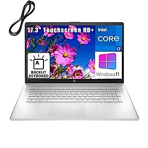 HP 2023 17 17.3" Touchscreen HD+ Laptop, 12th Gen Intel 10-Core i7-1255U up to 4.7GHz, 64GB DDR4 RAM, 4TB SSD, 802.11AC WiFi, Bluetooth 5.0, Backlit KB, Silver, Windows 11, BROAG Extension Cable