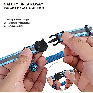 Flymind 18Pcs Reflective Cat ID Collars with Bell Adjustable 19-32cm, Soft Nylon Adjustable Breakaway Identification Collars for Puppy Kittens