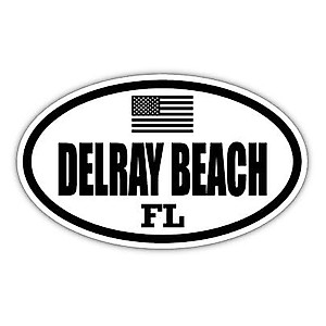 3 Pack Reflective Delray Beach FL Florida Palm Beach County Stealthy US Flag Euro Decal Sticker Vinyl for Hard Hats, Bottles, Glass, Toolbox 2" x 3"