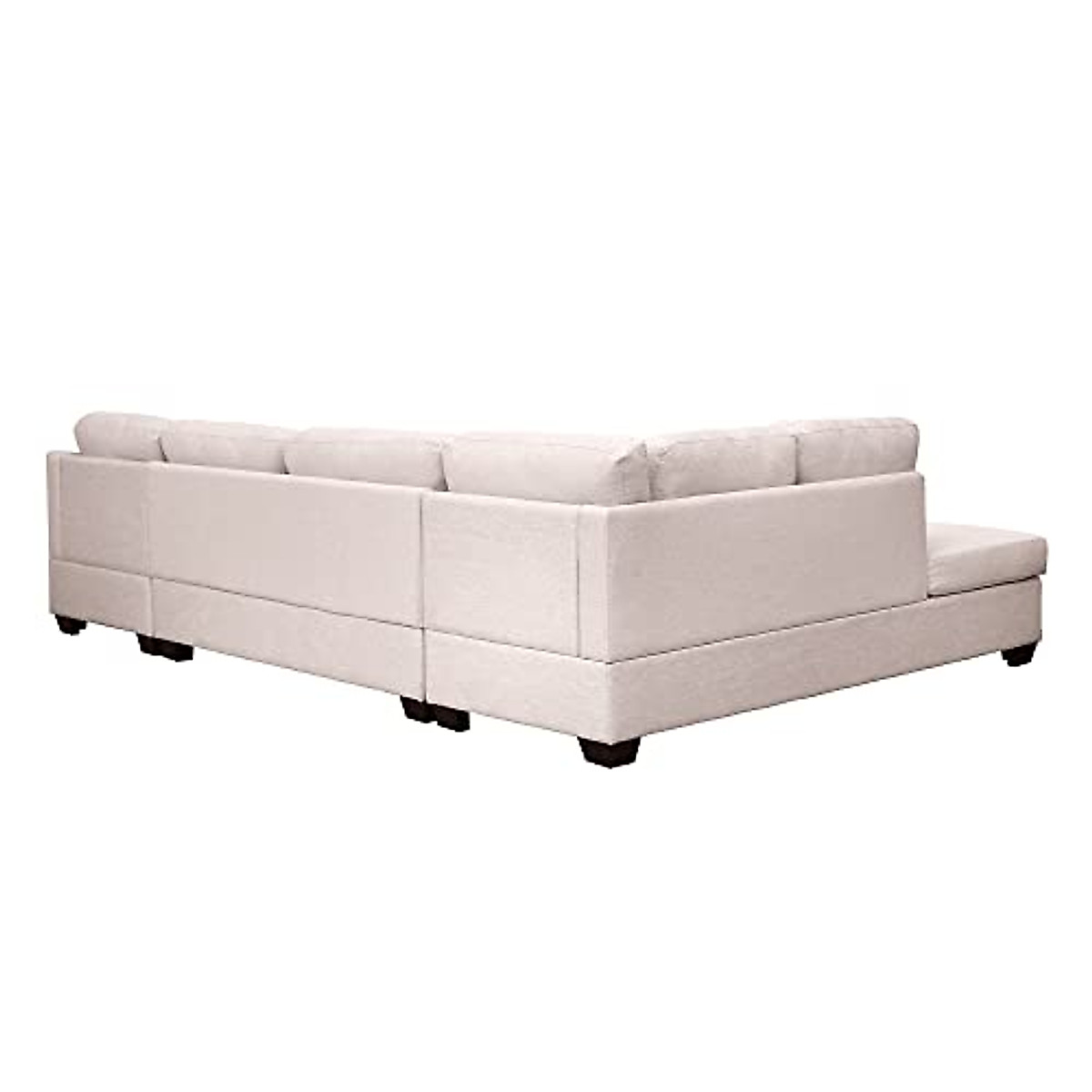 MOEO Large U-Shape Sectional Sofa, Double Extra Wide Chaise Lounge Couch, Birch Wood Legs Sponge, for Living Room Apartment, Office, Beige