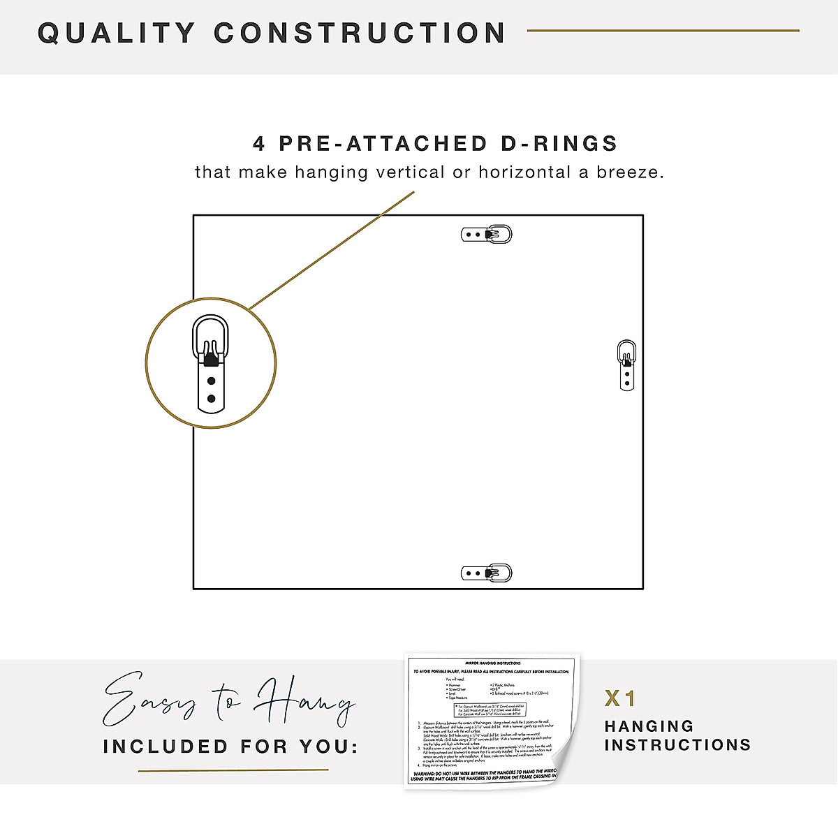 MCS Large Wall Mirror, Modern Rectangle Mirror Home Decor for Living Room, Bedroom, or Bathroom, 26.5 by 32.5 Inch, Brushed Silver