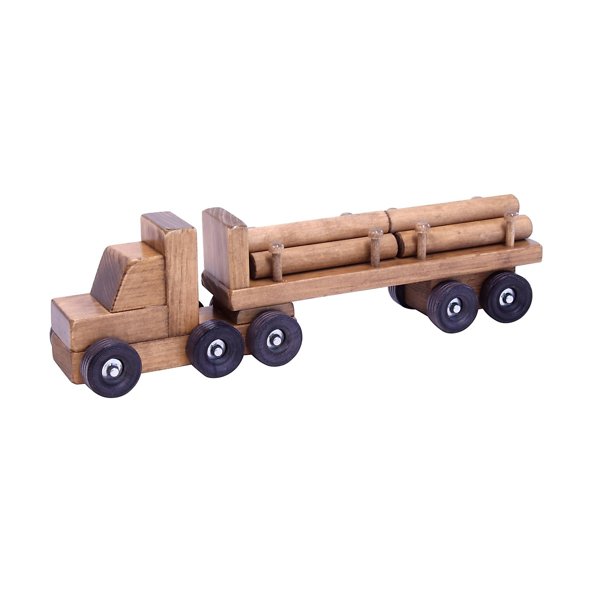 AmishToyBox.com Log Truck Wooden Toy - Amish-Made in Lancaster County, Pennsylvania - with 6 Removable Logs
