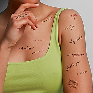 tatton.me Temporary Tattoo Set - 12 Different Designs, 4.1 x 5.8 Inch, Multi-Colored, Non-Toxic, Waterproof, Easy to Apply