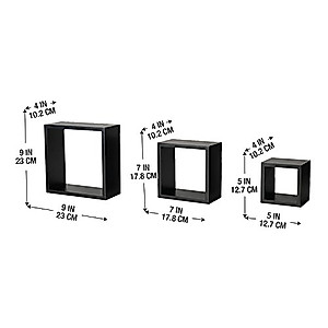 MELANNCO Floating Wall Square Cube Shelves for Bedroom, Living Room, Bathroom, Kitchen, Nursery - Wood, Set of 3, Espresso 2