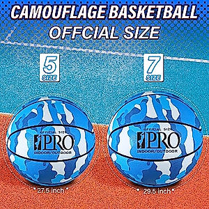 Lenwen 6 Pcs Basketballs Bulk Official Regulation Size Rubber Basketball with Pump Camouflage Standard Graffiti Youth Adults Practice Training Match Streetball Back to School Sport Gift(Size 7)