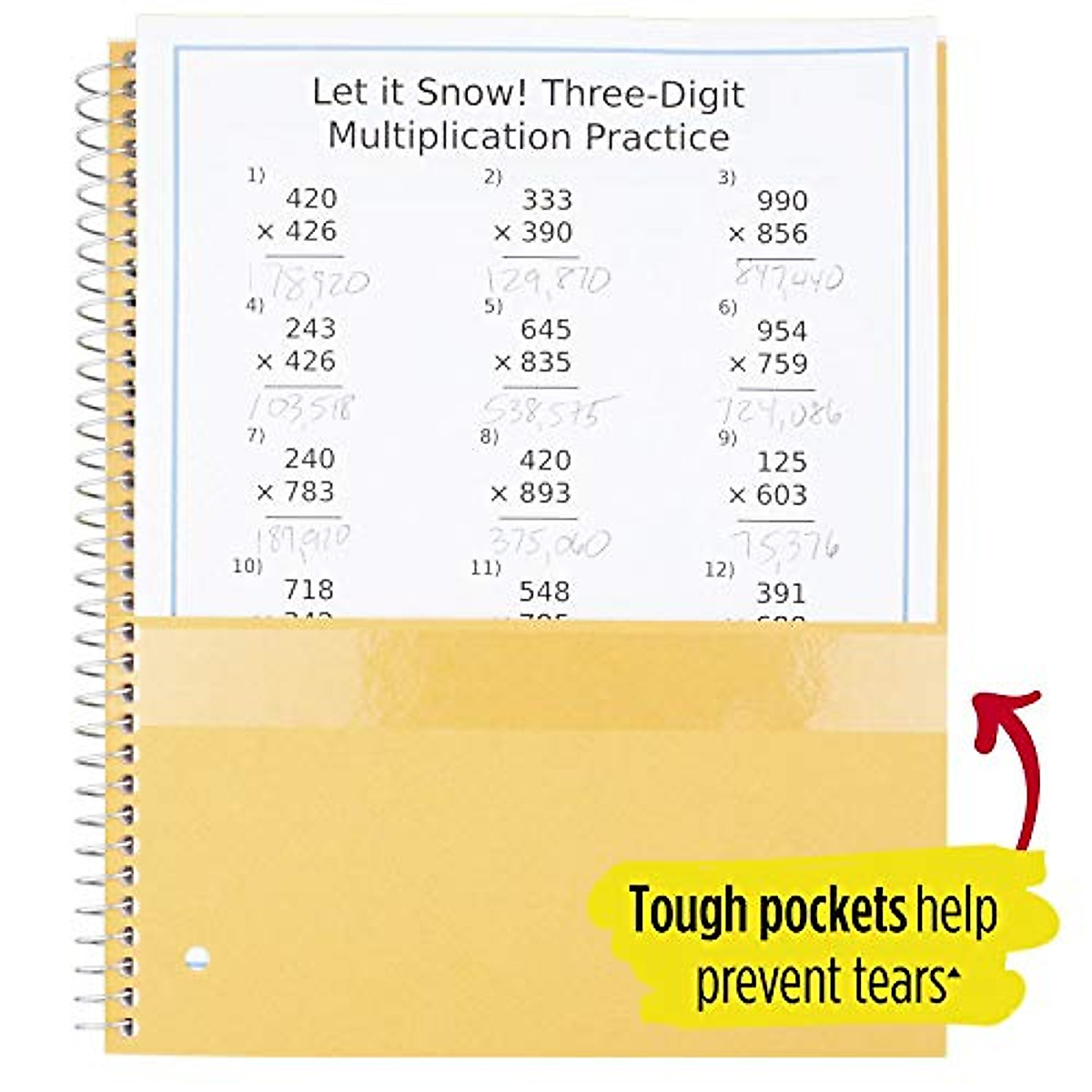 Five Star Spiral Notebooks, 5 Subject, College Ruled Paper, 200 Sheets, 11" x 8-1/2", Teal, Yellow, 2 Pack (73509)