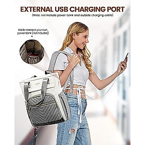 LOVEVOOK Laptop Backpack for Women, 17 Inch Work Laptop Bag Teacher Nurse Backpack, Wide Open Travel Backpack Purse Convertible Business Computer Tote Daypack with USB Port