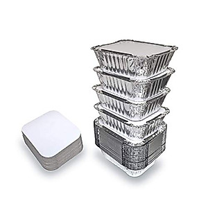Spare Essentials 55 Pack - Aluminum Pan/Containers with Lids/Foil Containers/Aluminum Pans with Lids/Take Out Containers/Disposable Pans/Aluminum Foil Food Containers/Freezer meals containers (1 LB)
