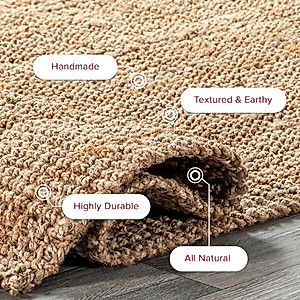 nuLOOM Ashli Solid Farmhouse Jute Area Rug, 9x12, Natural
