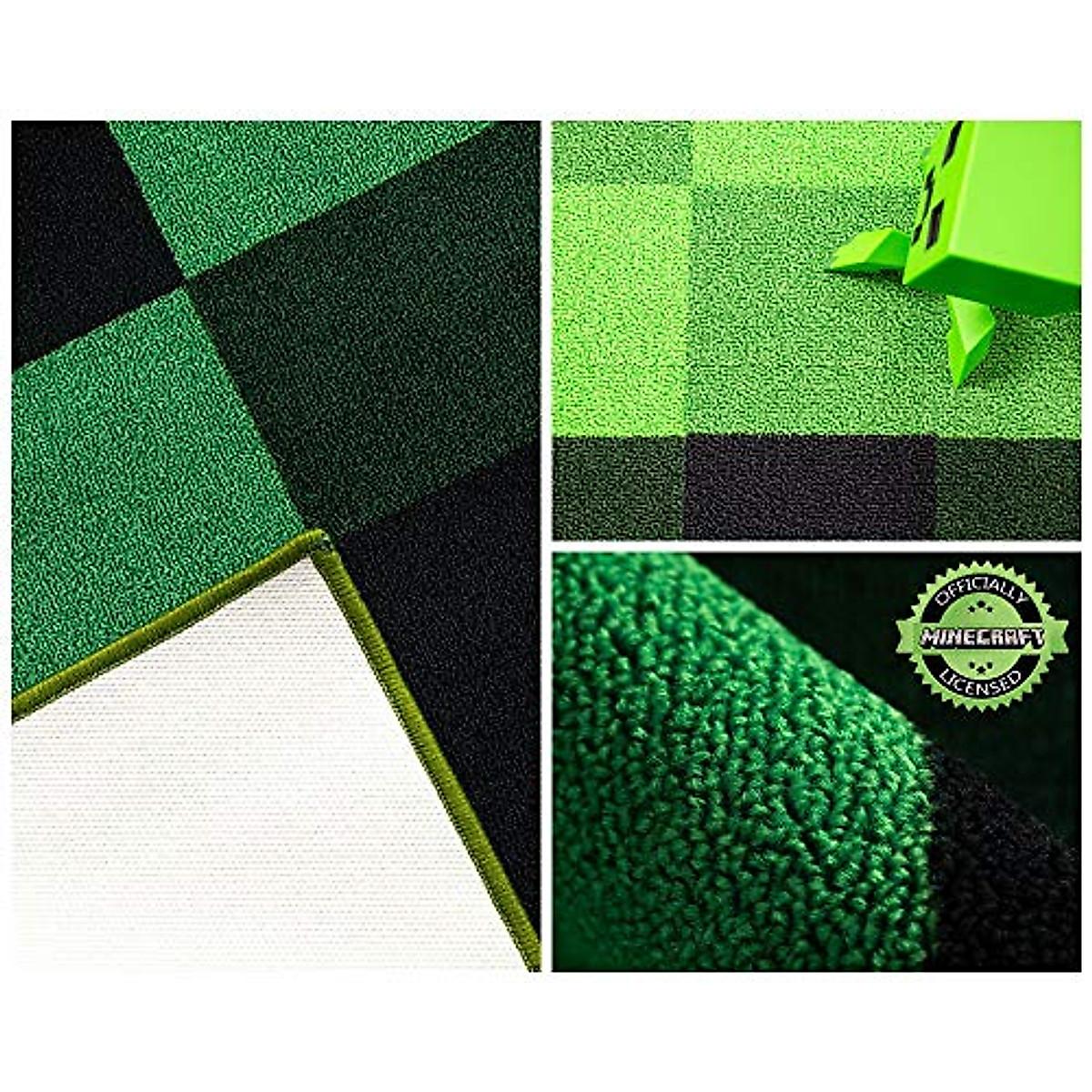 Minecraft Green Creeper Large Square Area Rug | Official Video Game Collectible | Indoor Floor Mat, Rugs for Living Room and Bedroom | Home Decor for Kids Room, Playroom | 52 x 52 Inches