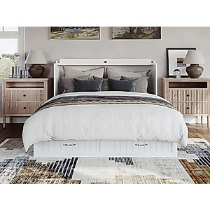 AFI, Aspen Mid-Century Modern Queen Solid Wood Murphy Bed Chest with Mattress in White