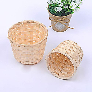 Garneck Flower Pot Holder 4pcs Mini Wicker Basket Sets Small Bamboo Baskets Hand-Held Woven Storage Plant Pot Grocery Basket Flower Plant Basket