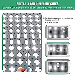 Mudocp Silicone Sink Protectors for Kitchen Sink 28"x14" Sink Mat for Bottom of Stainless Steel Porcelain Sink with Drain Hole, Non-Slip Heat Resistant Farmhouse Sink Grid Accessories (Grey)
