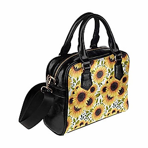 InterestPrint S-ummer Sun-flower PU Leather Lady Purses and Handbags