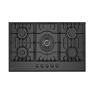 Empava 30 in. Gas Stove Cooktop 5 Italy Sabaf Sealed Burners NG/LPG Convertible in Black Tempered Glass, 30 Inch