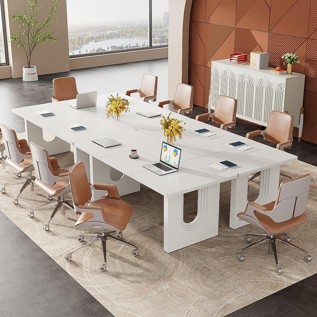 Tribesigns Modern Executive Desk, 70.9" Large Office Computer Desk, Conference Table Meeting Room Table, Simple Workstation Business Furniture for Home Office, White