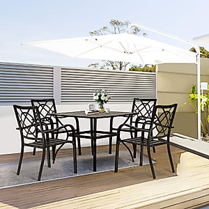 Patiomore 4 Piece Outdoor Dining Chairs 300 lbs Patio Bistro Chairs Stackable Wrought Iron Chairs with Armrest for Garden, Backyard, Balcony