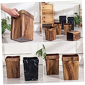 HANABASS Imitation Wood Grain Trash Can Decorative Litter Box Ornament Container Waste Basket for Office Wood Grain Garbage Bin Trash Can Bathroom Kitchen Trash Can Office Garbage Can Sink