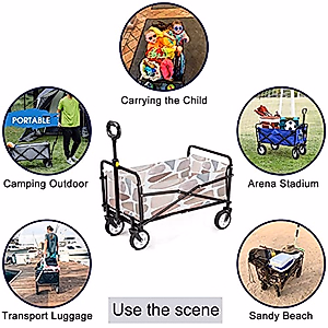 Collapsible Wagon Cart Abstract Nordic Print with Geometric Shapes on White Watercolor Foldable Utility Wagon Large Capacity Garden Cart with Push Bar for Beach Camp Outdoor Shopping